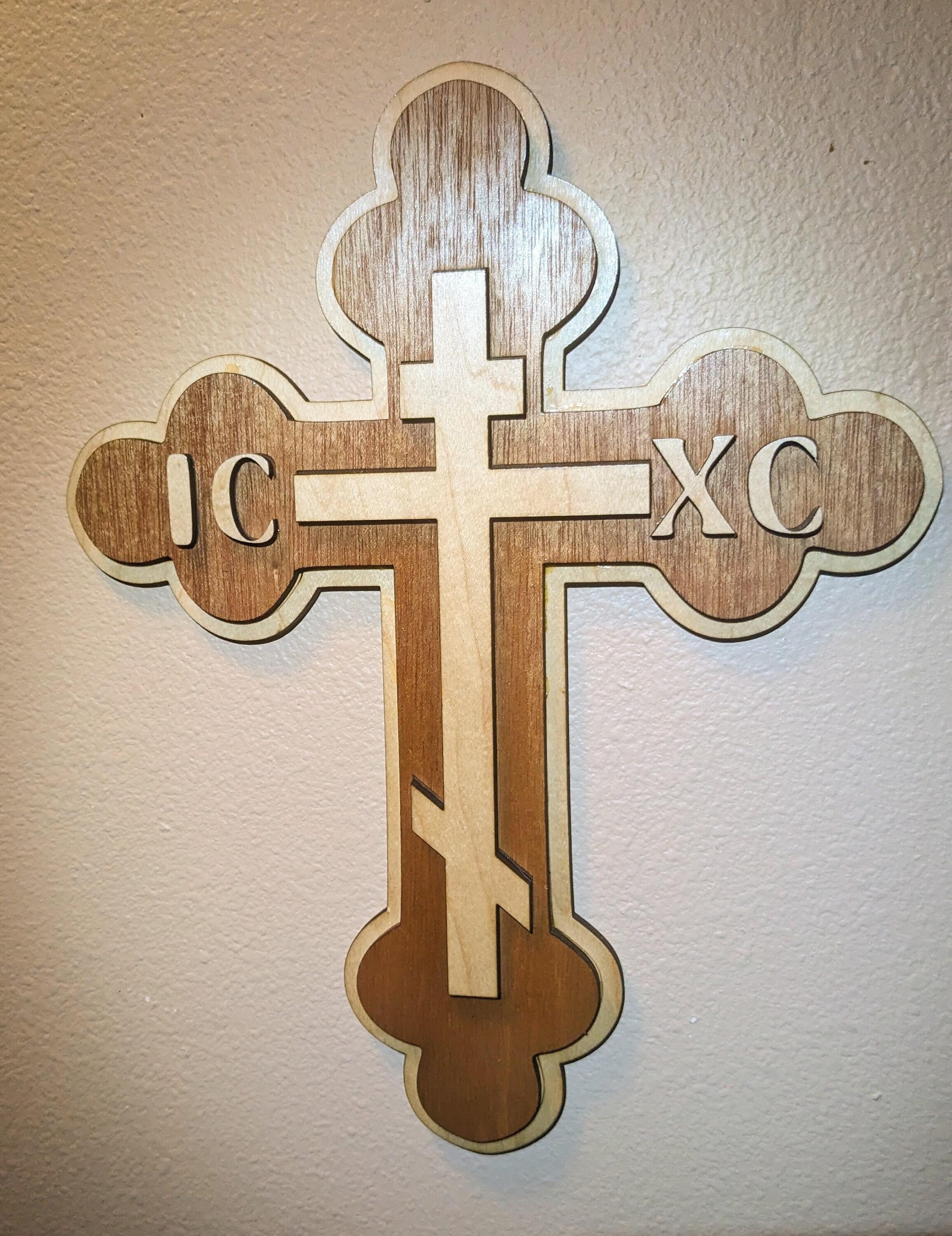 Large Orthodox Christian Cross. Three Bar Layered Wood - Etsy
