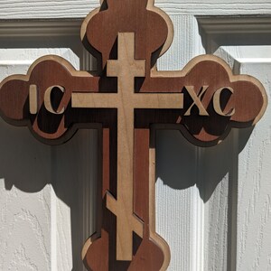 Large Orthodox Christian Cross. Three Bar Layered Wood - Etsy