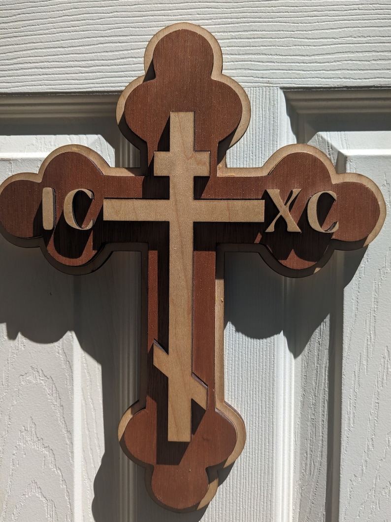Large Orthodox Christian Cross. Three Bar Layered Wood - Etsy
