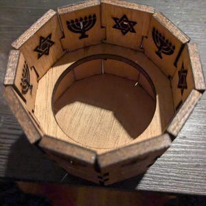 Jewish Tea Light Ten Sided Wood With Glass Votive - Etsy