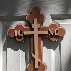 Large Orthodox Christian Cross. Three Bar Layered Wood - Etsy