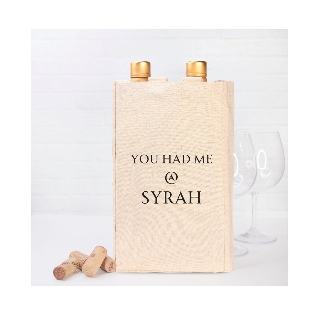 Canvas Wine Tote Bag | Wine Lover Gift | Syrah Wine Bag| Double Bottle ...