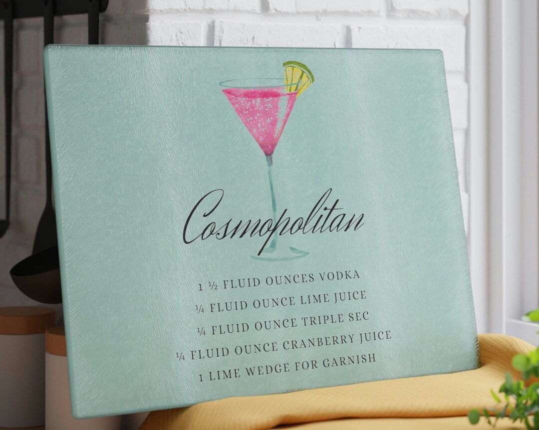 Cosmo Cosmopolitan Custom Glass Cutting Board. Perfect Mixology Gift ...