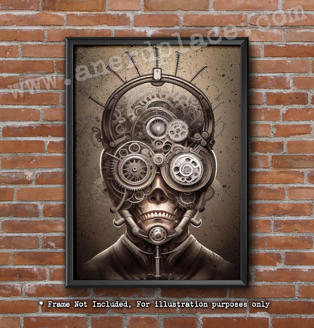 Biomechanical Head 2 - Futuristic Wall Art Print Nerd Geek Surreal ...
