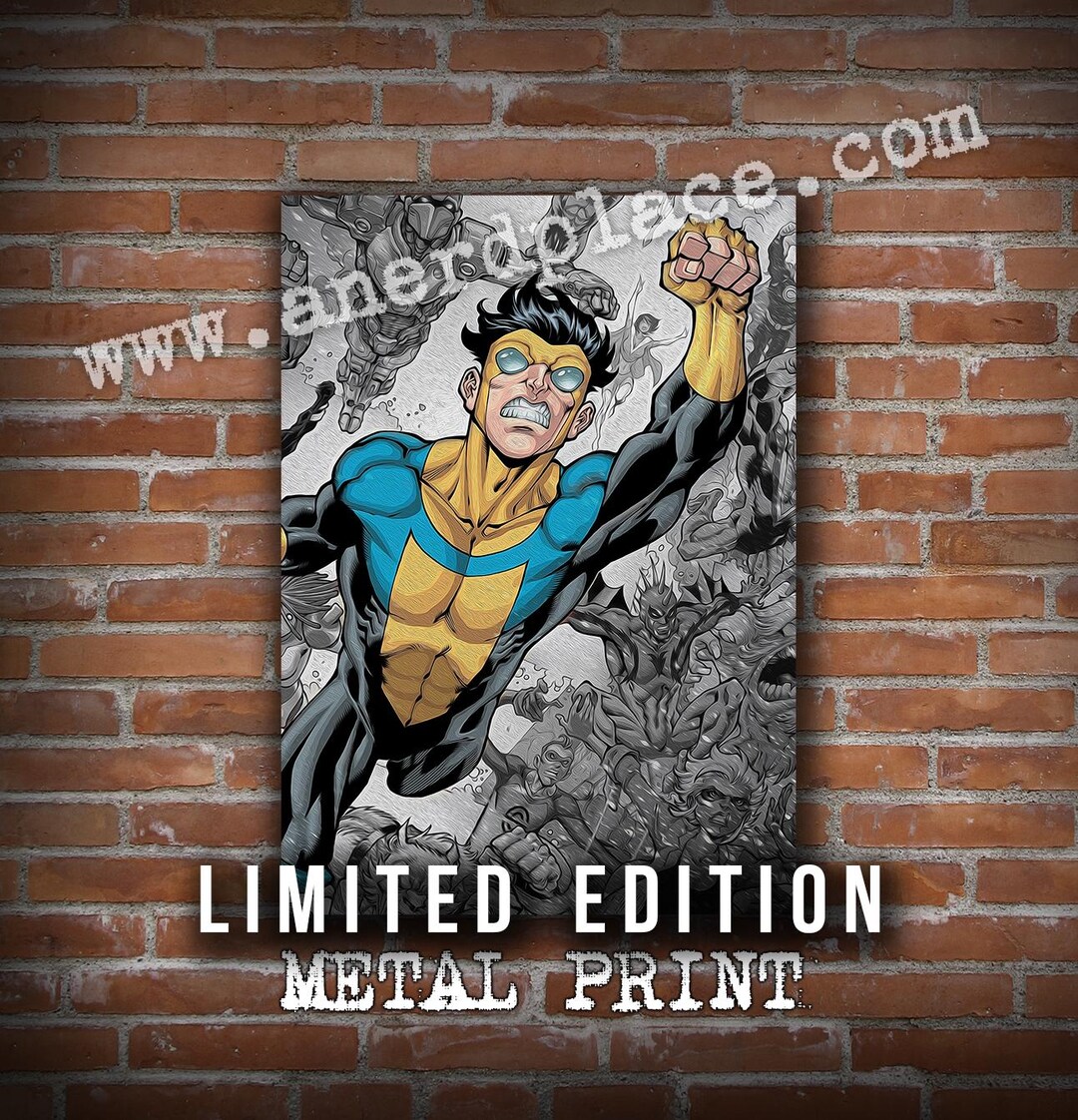 Invincible V1 Limited Edition Aluminium Metal Print Man Cave Comic Book ...