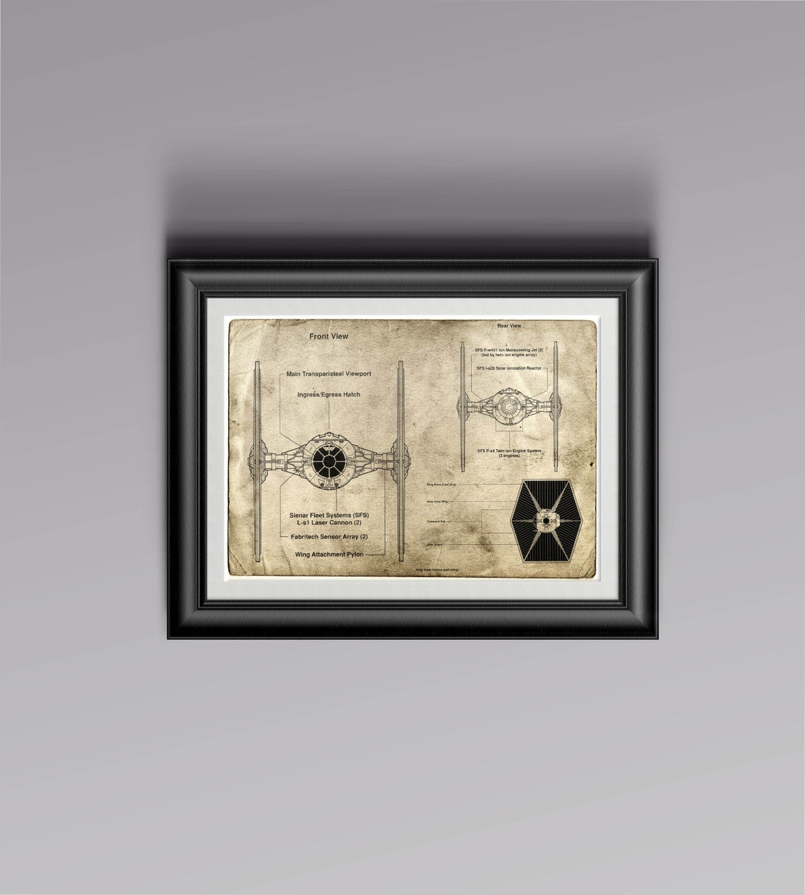 Tie Fighter Blue Prints 3 to Choose From Star Wars PRINTED Nerd Man ...