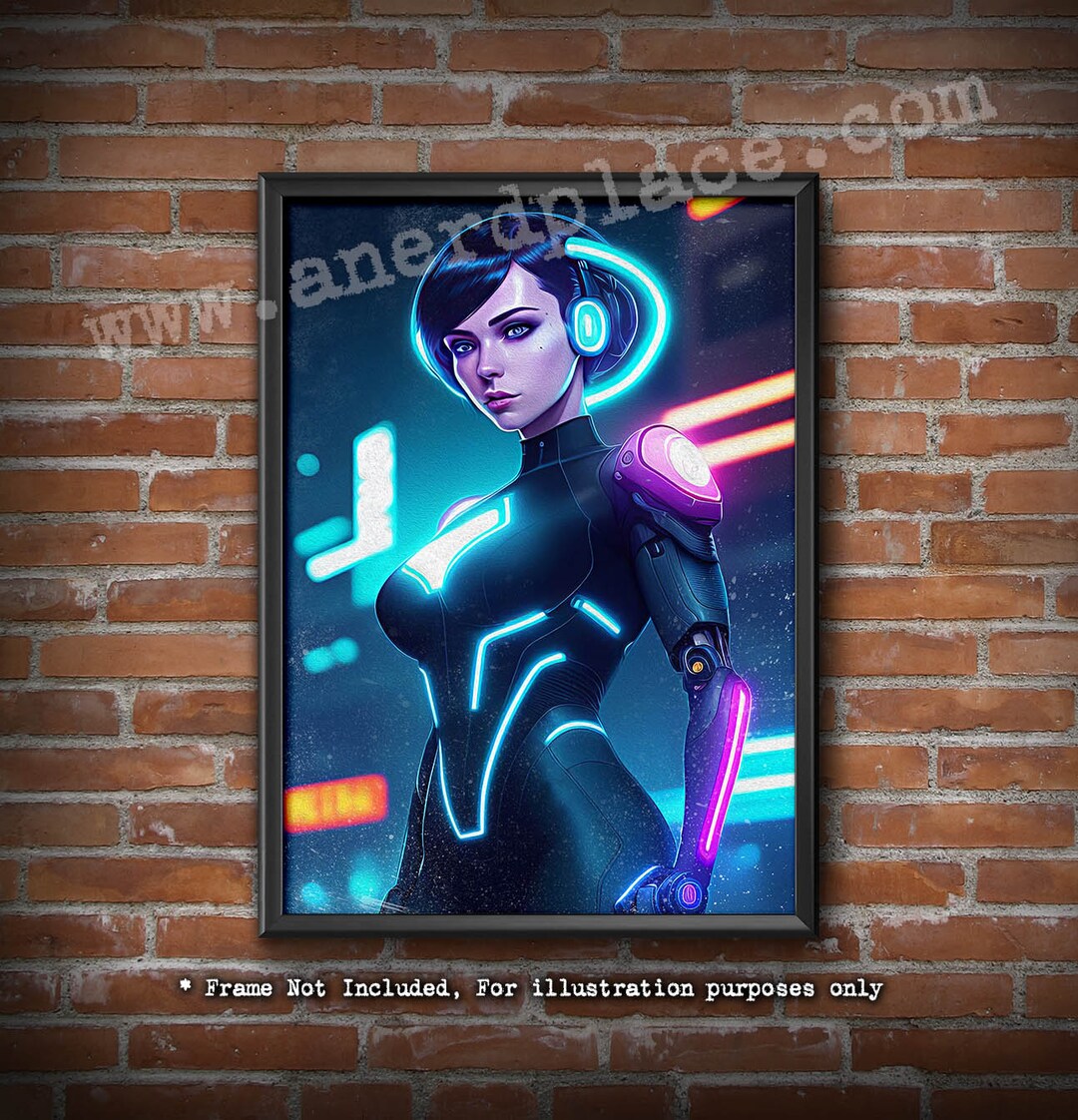 Neon Battle Angel 2 - Futuristic Wall Art Print Nerd Geek Surreal ...