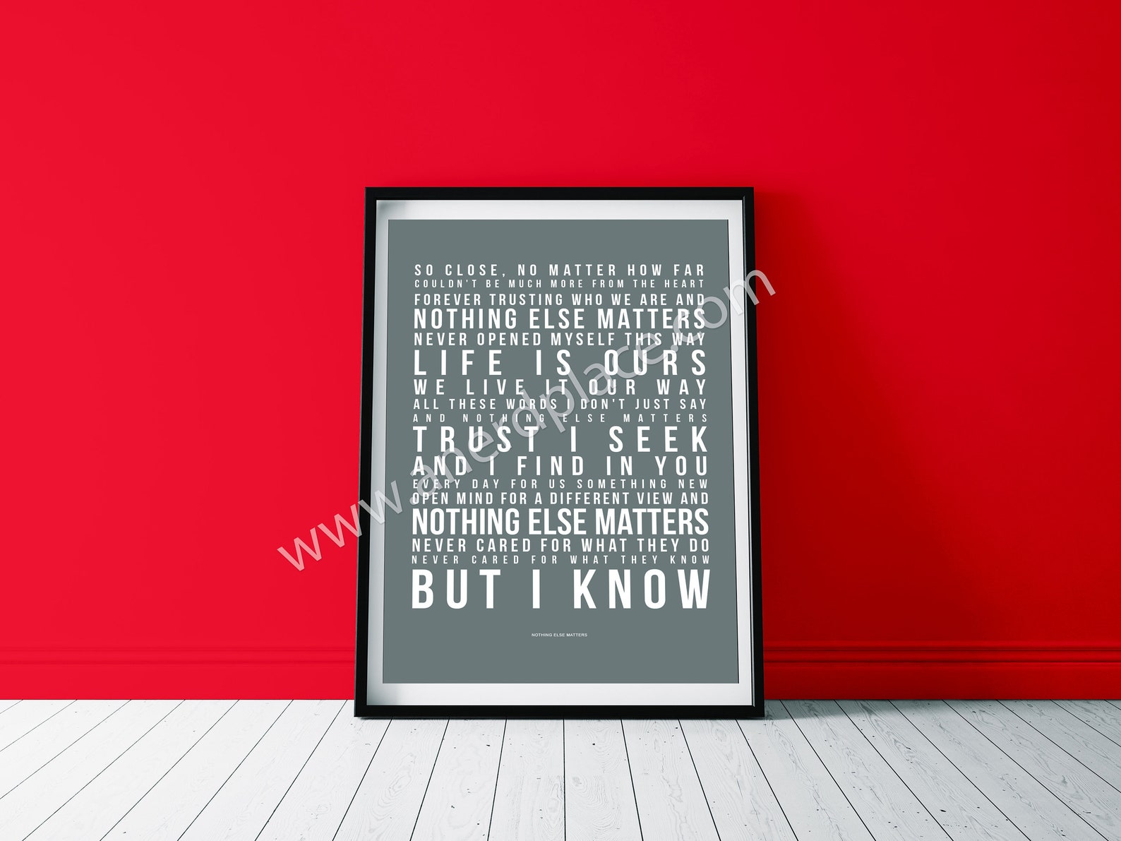 1st Anniversary Gift | Nothing Else Matters Lyrics Print | Music Lover ...