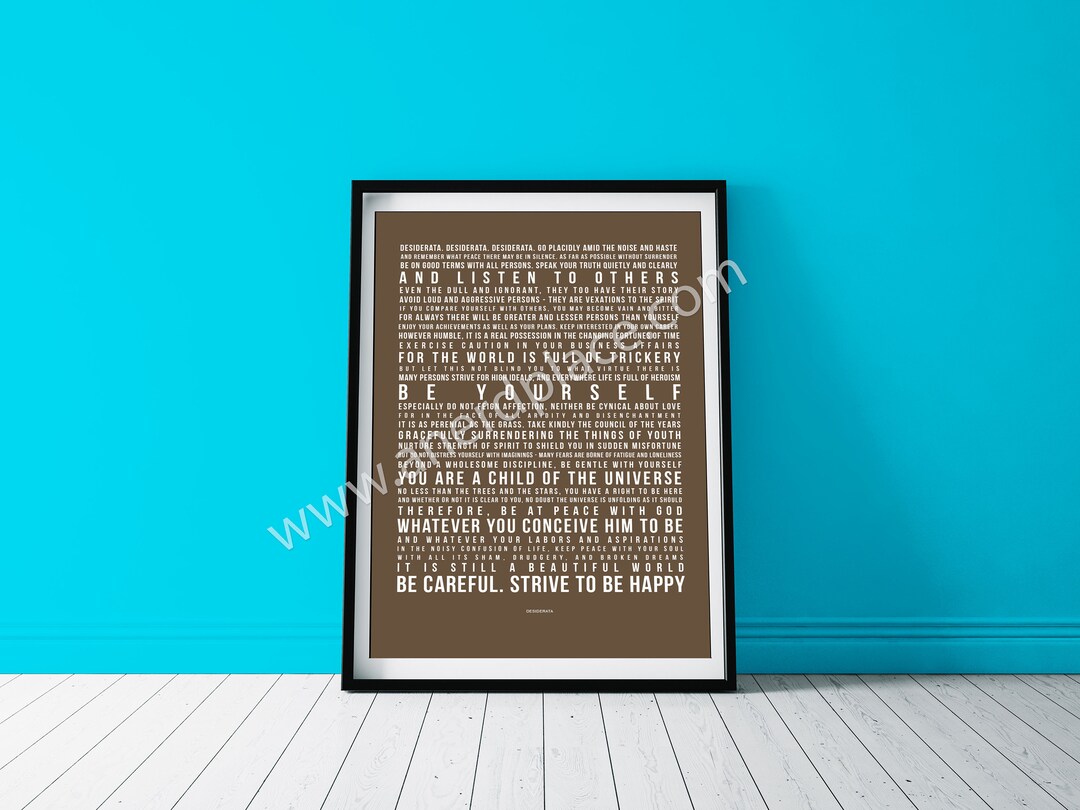 Desiderata - Song Lyric Wall Art Print Quote Text Verse - Custom ...