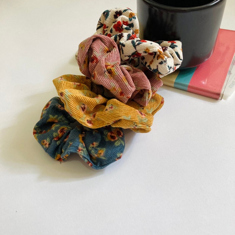 Boho Floral Corduroy Hair Scrunchies Cute Scrunchie Fabric - Etsy