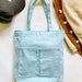 Soft Blue Canvas Tote Bag With Pockets, Tote Bag Canvas Shoulder Bag ...