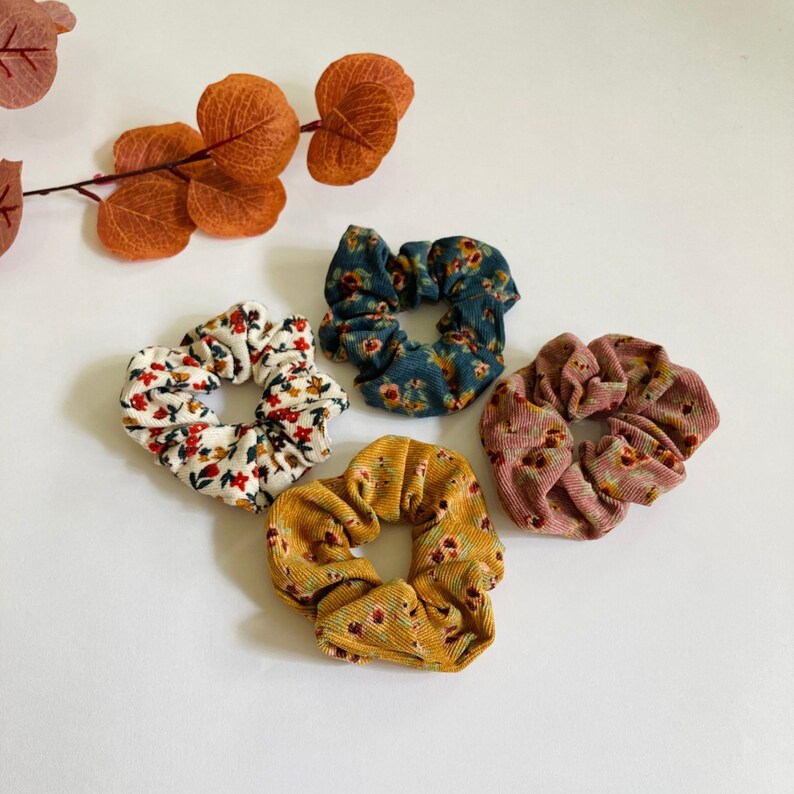 Boho Floral Corduroy Hair Scrunchies Cute Scrunchie Fabric - Etsy