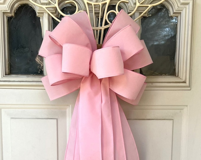 Pale Pink Velvet Valentine Bow for Wreath, Christmas Lantern Bow ...