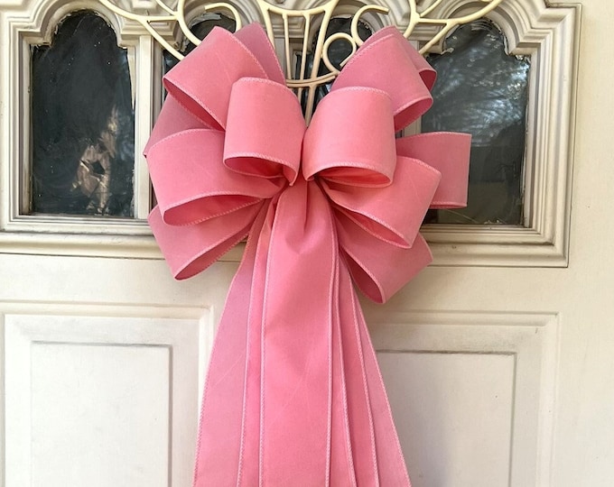 Blush Pink Velvet Christmas Tree Bow For Wreath Lantern Bow Decoration
