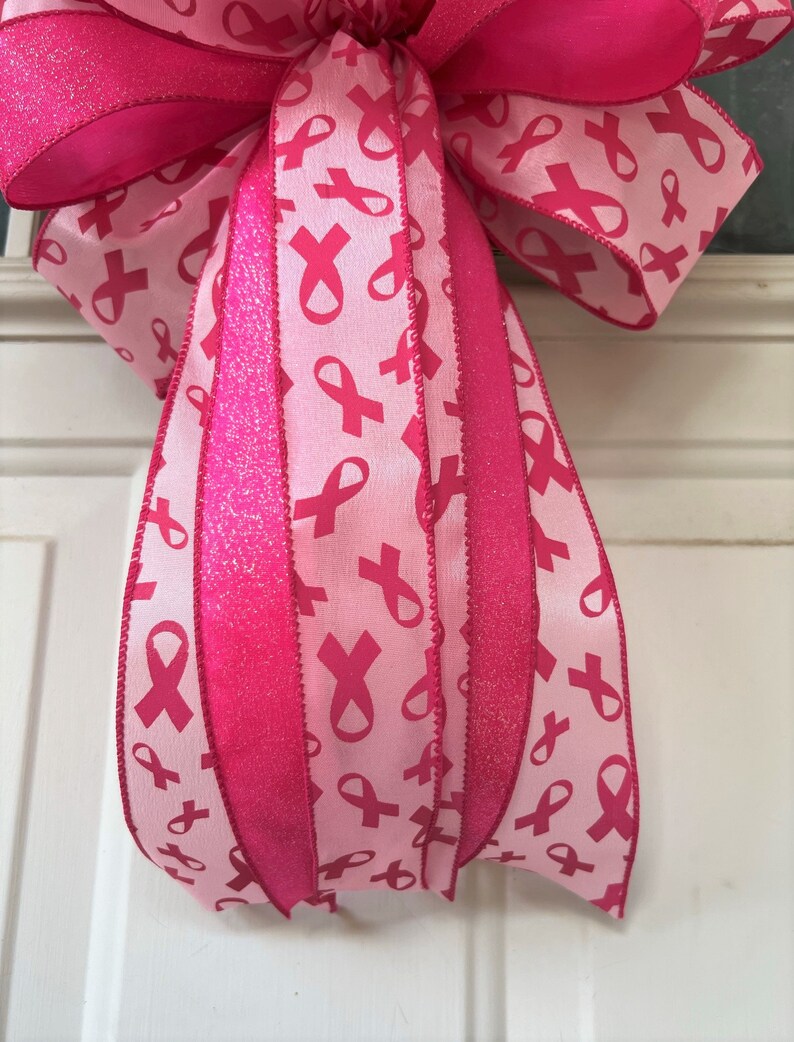 Breast Cancer Awareness Bow, Awareness Bow for Wreath, Breast Cancer ...
