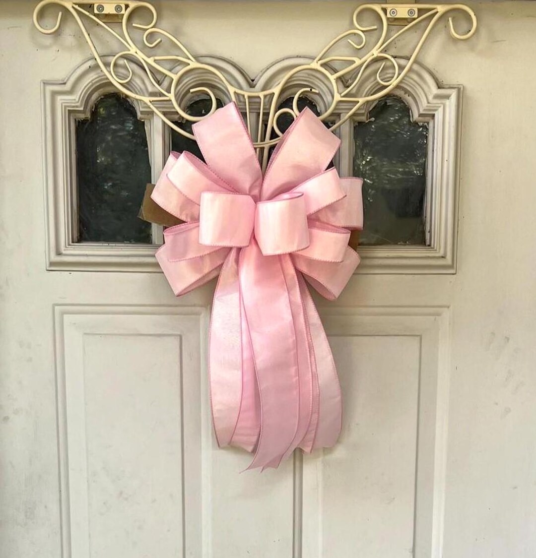 Light Pink Door Bow for Spring, Pastel Wreath Bow, Baby Shower Bow ...