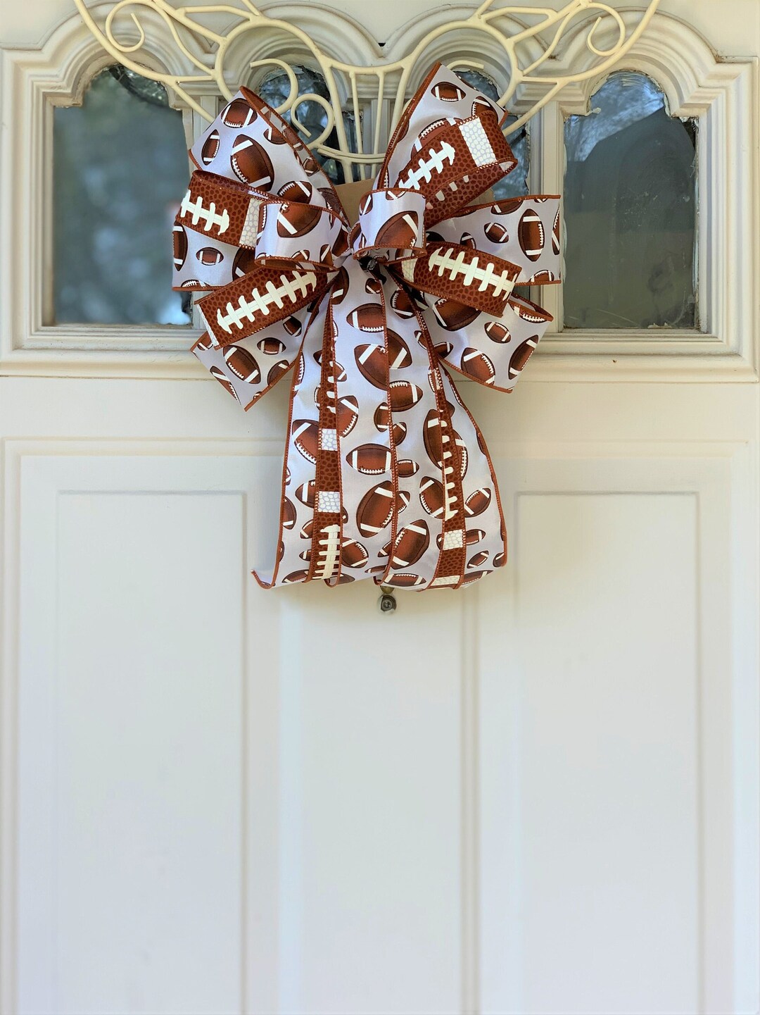 Football Bow, Sports Bow for Wreath, Football Lantern Bow Decoration ...