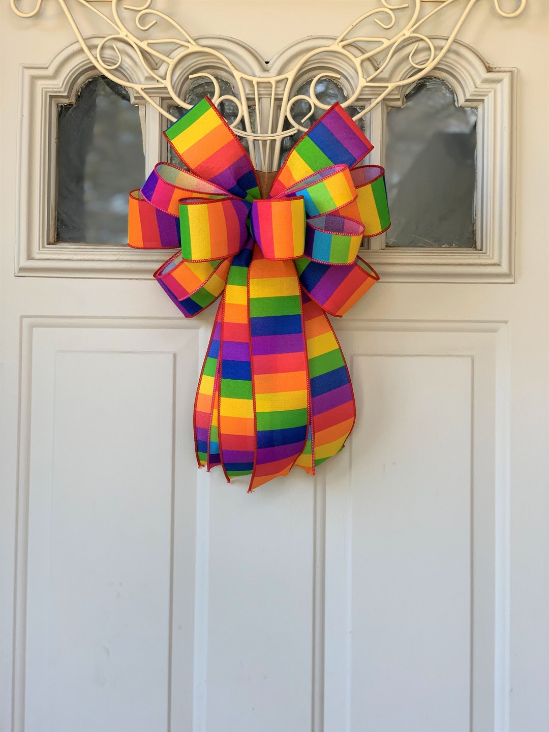 Pride Bow, Rainbow Bow for Wreath, Multi-color Lantern Bow Decoration ...