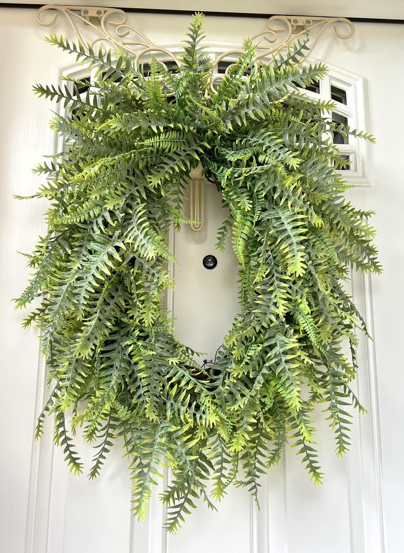 Green Fern Wreath, Button Fern Wreath, Front Door Decor All Season ...