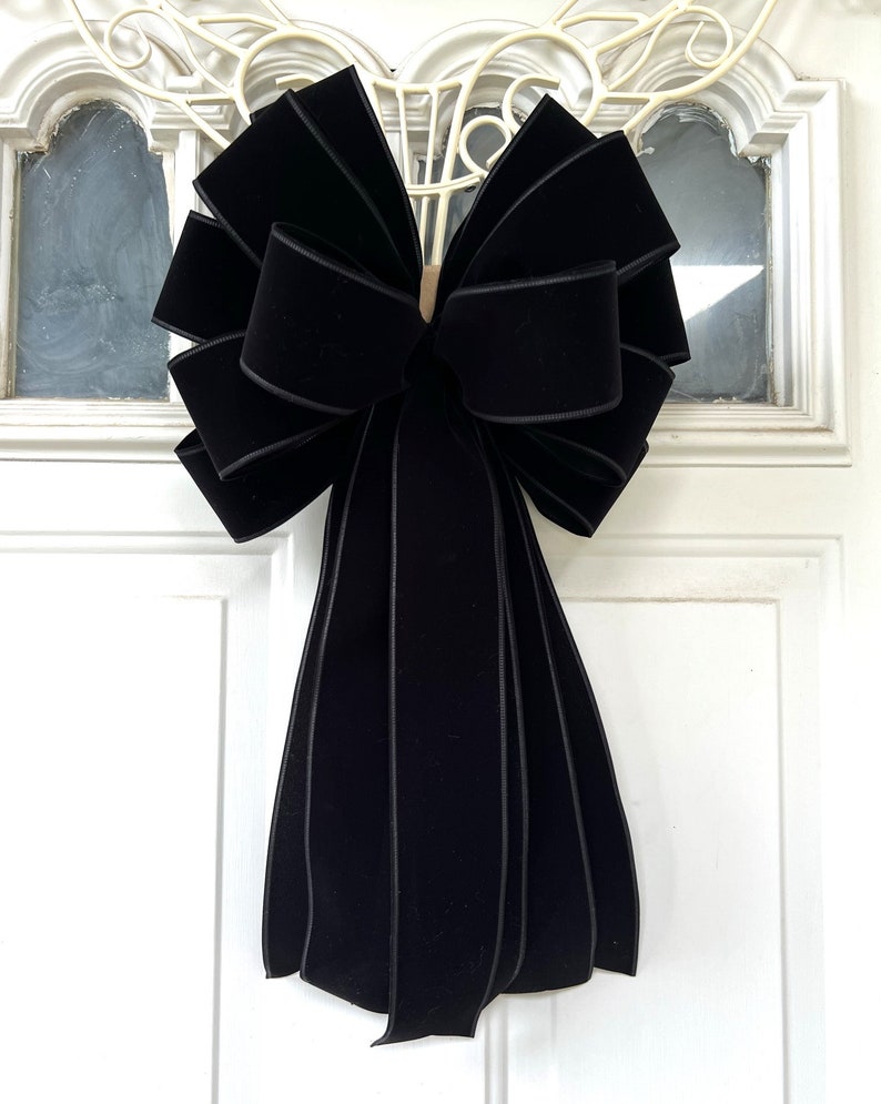 Black Velvet Christmas Tree Bow for Wreath Lantern Bow - Etsy