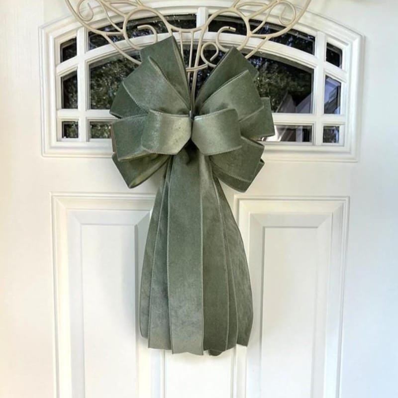 Sage Velvet Wreath Bow - Etsy