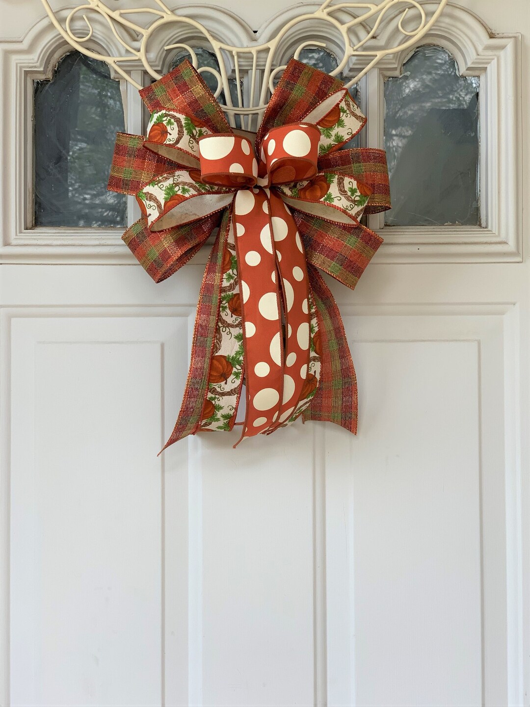 Fall Harvest Bow, Thanksgiving Bow for Wreath, Pumpkin Lantern Bow ...