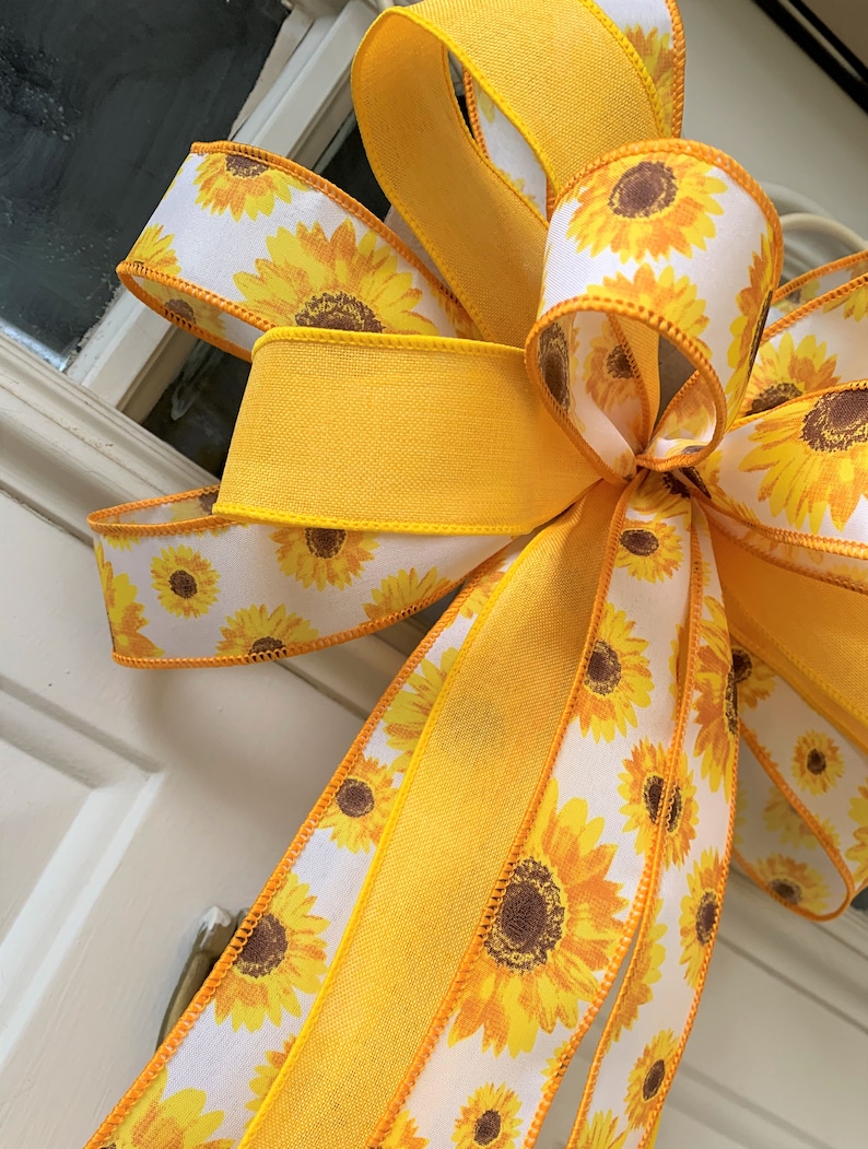 Sunflower Bow Sunflower Bow for Wreath Summer Lantern Bow | Etsy