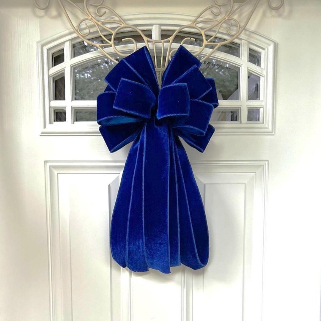 Royal Blue Velvet Christmas Tree Bow for Wreath, Lantern Bow Decoration ...