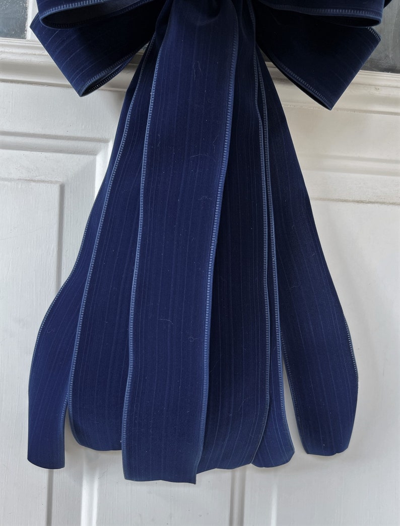 Navy Blue Velvet Christmas Tree Bow for Wreath, Lantern Bow Decoration ...