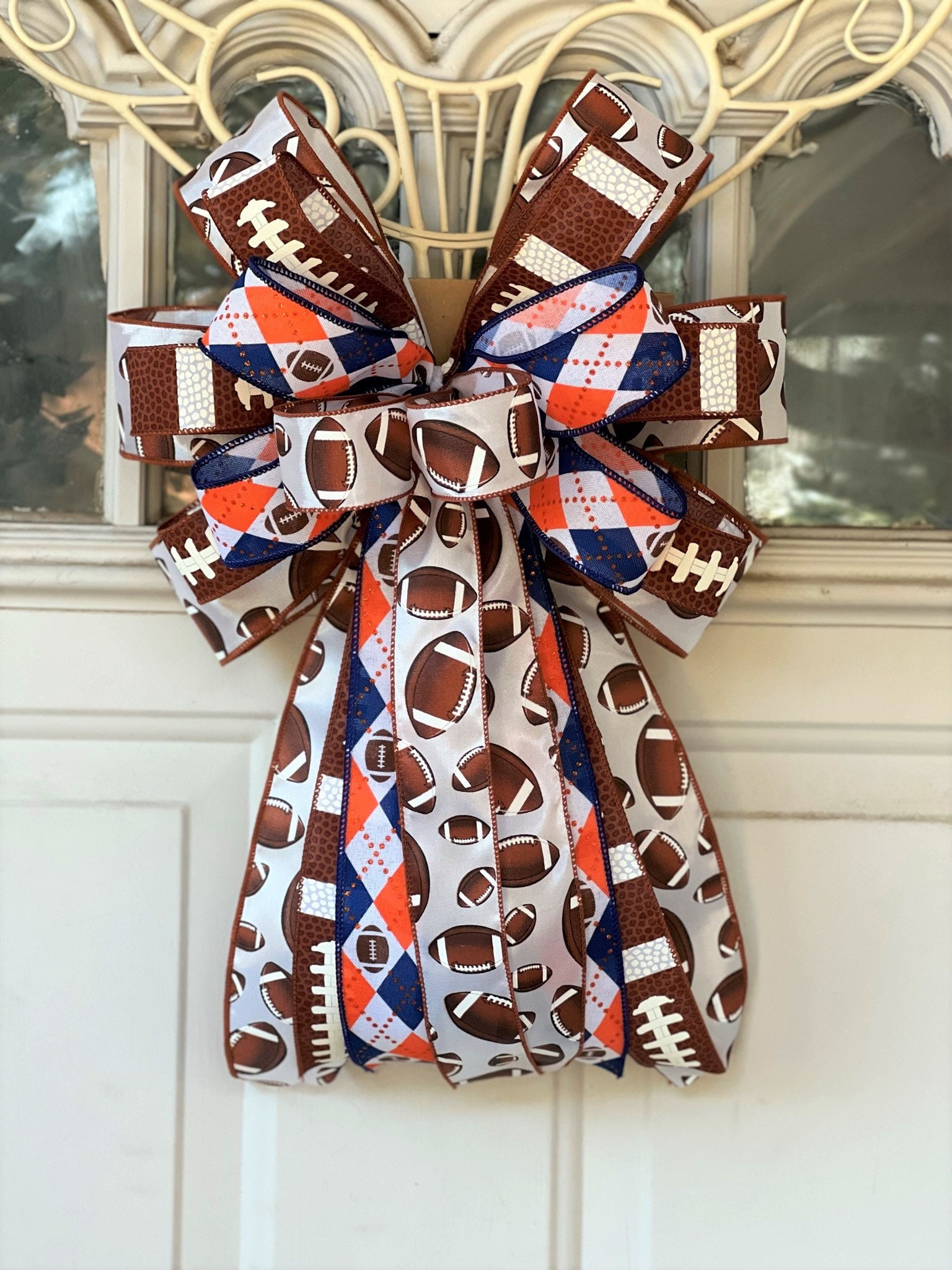 Football Bow, Sports Bow for Wreath, Football Lantern Bow Decoration ...