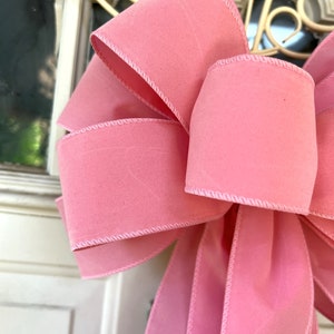Blush Pink Velvet Christmas Tree Bow for Wreath, Lantern Bow Decoration ...