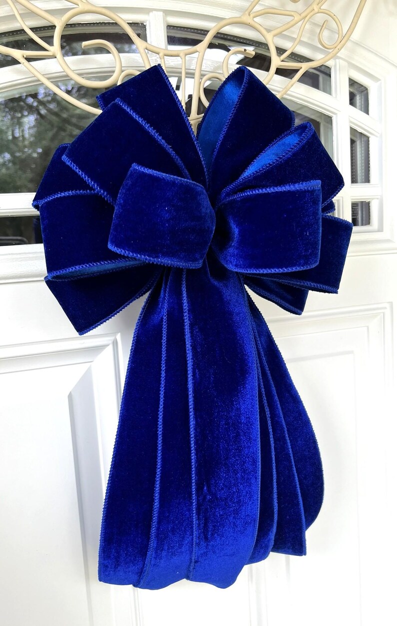 Royal Blue Velvet Christmas Tree Bow for Wreath, Lantern Bow Decoration ...