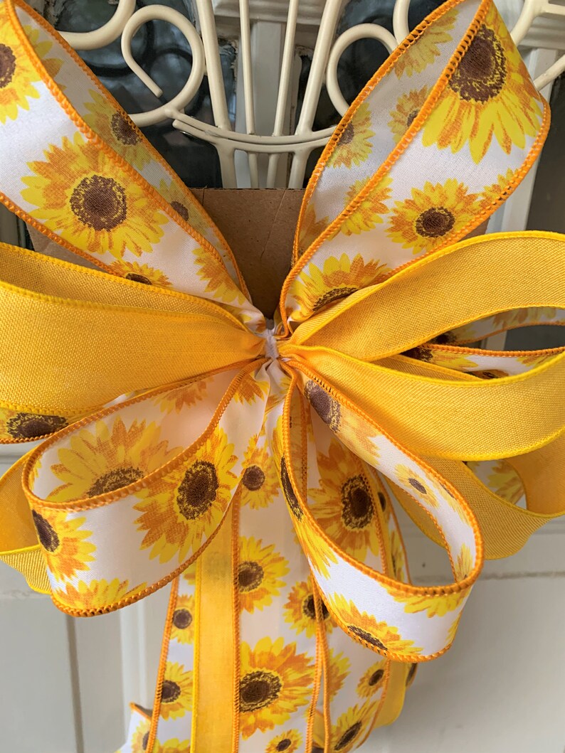 Sunflower Bow Sunflower Bow for Wreath Summer Lantern Bow | Etsy