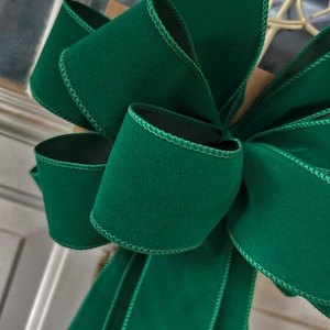 Emerald Green Velvet Christmas Tree Bow for Wreath, Green Velvet Lantern Bow Decoration, Emerald ...