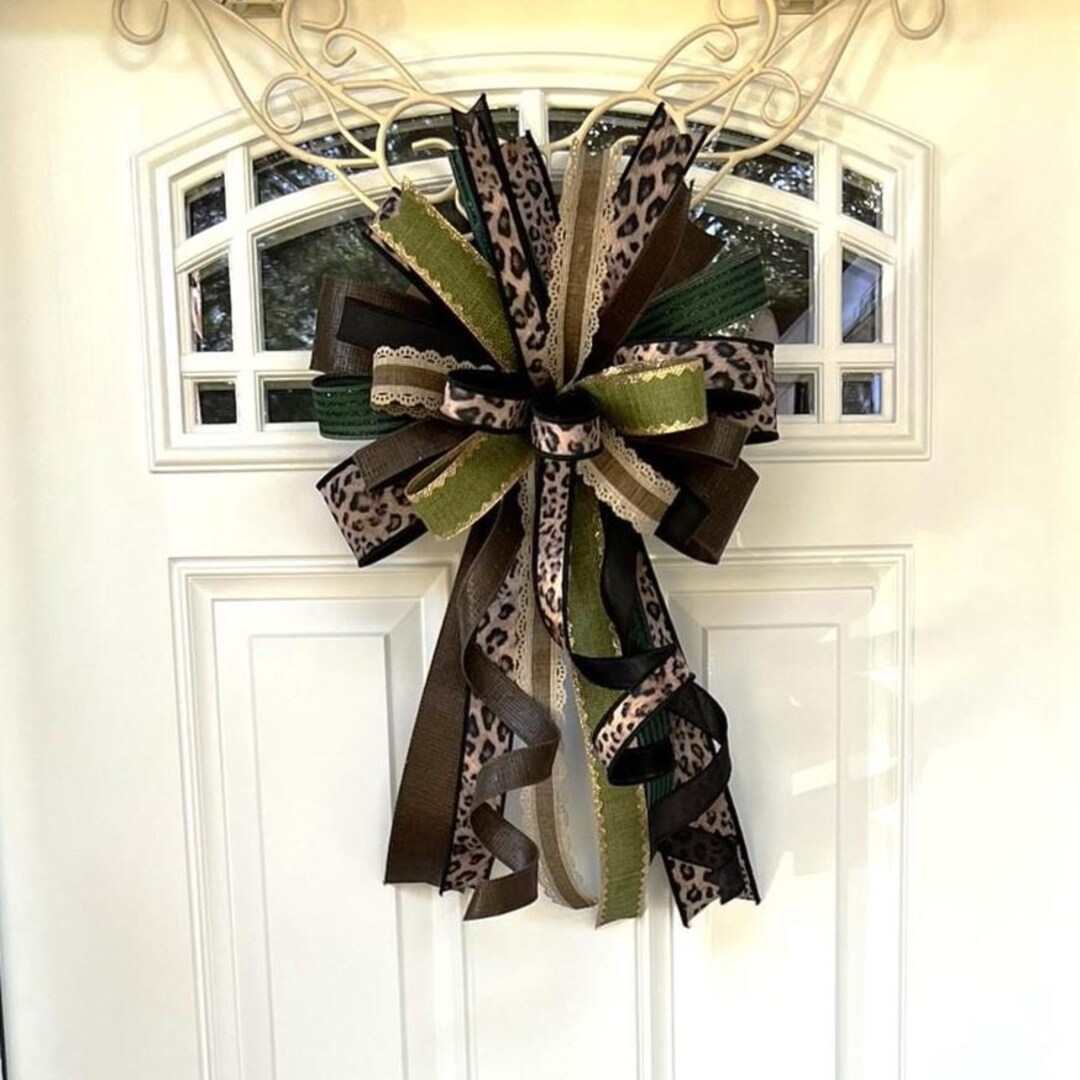 Leopard Tree Topper Bow, Animal Print Bow for Wreath, Safari Bow ...