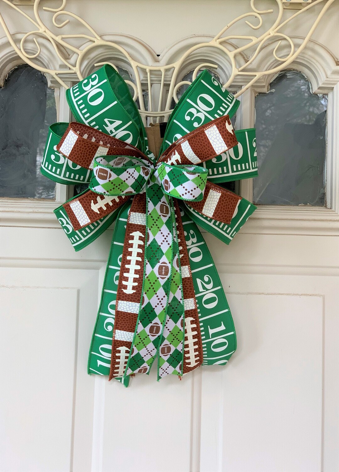 Football Bow, Sports Bow for Wreath, Football Lantern Bow Decoration ...