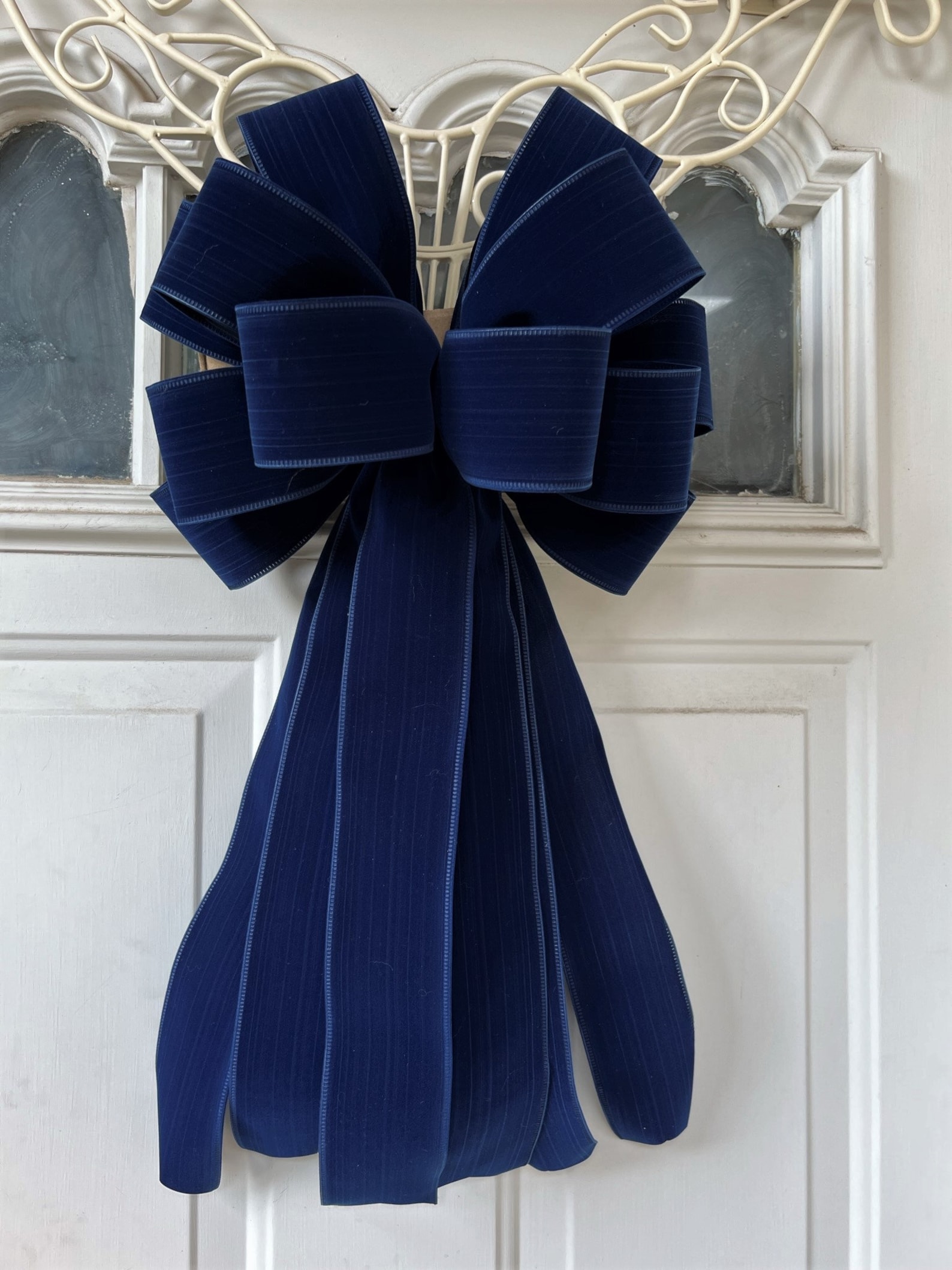 Navy Blue Velvet Christmas Tree Bow for Wreath, Lantern Bow Decoration ...
