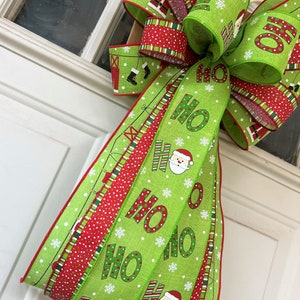 Santa Bow, Red Green and White Christmas Tree Bow for Wreath, Santa ...