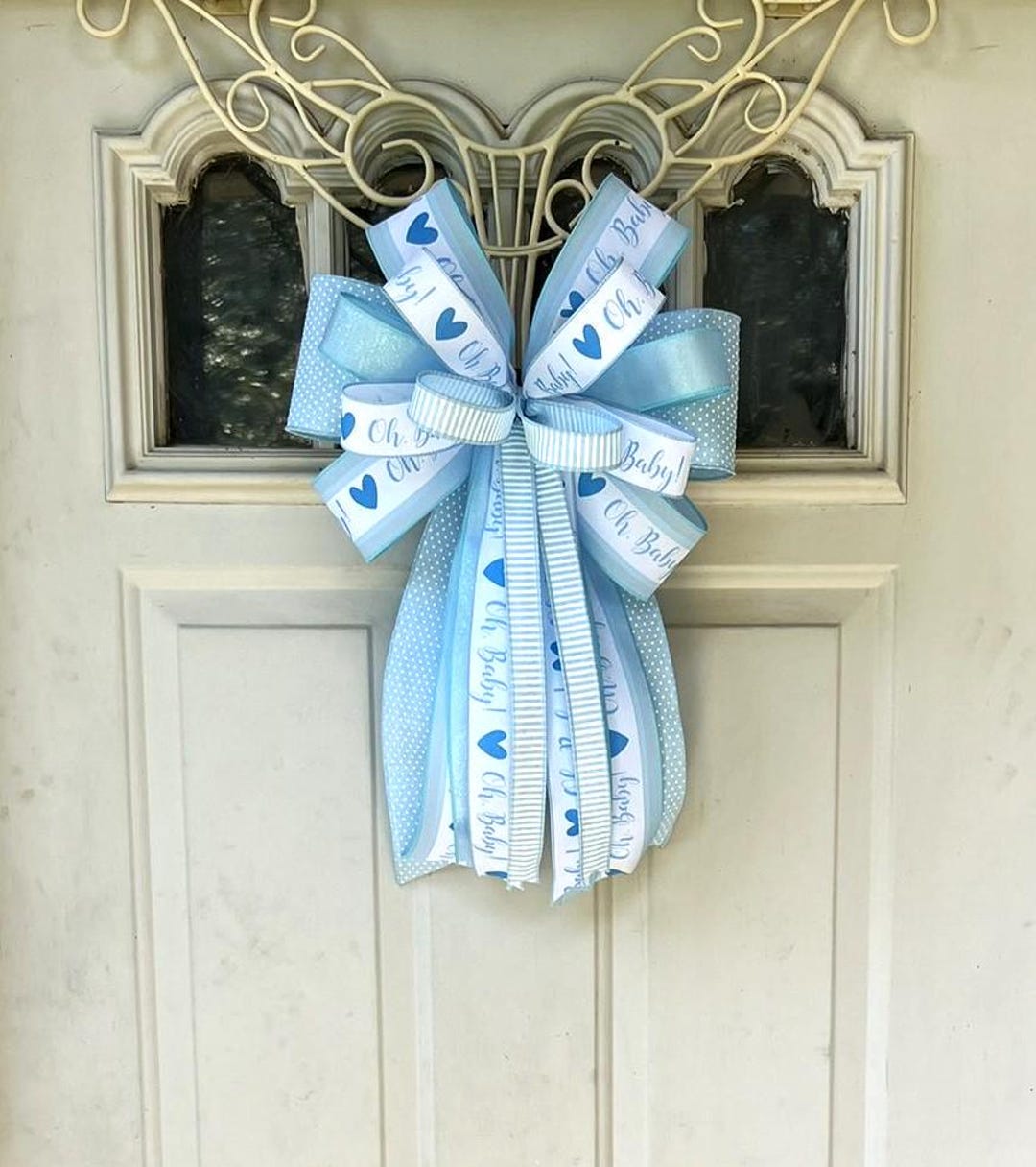 Blue Baby Shower Bow, Oh Baby! Baby Boy Decor, Gender Reveal Decoration ...