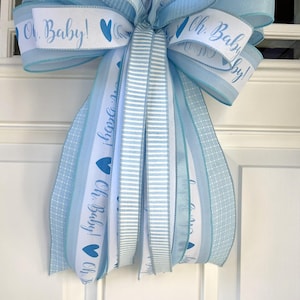Blue Baby Shower Bow, Oh Baby! Baby Boy Decor, Gender Reveal Decoration ...