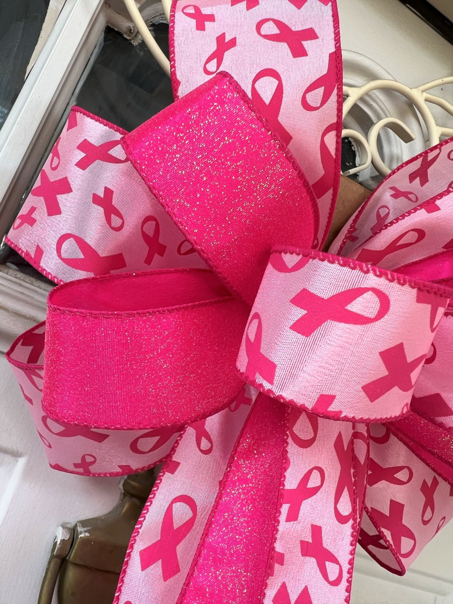 Breast Cancer Awareness Bow, Awareness Bow for Wreath, Breast Cancer ...