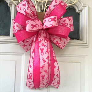 Breast Cancer Awareness Bow, Awareness Bow for Wreath, Breast Cancer ...