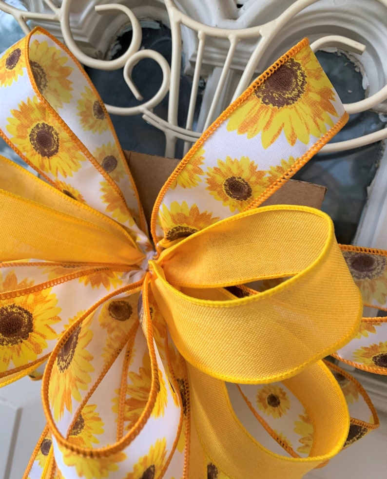 Sunflower Bow Sunflower Bow for Wreath Summer Lantern Bow | Etsy