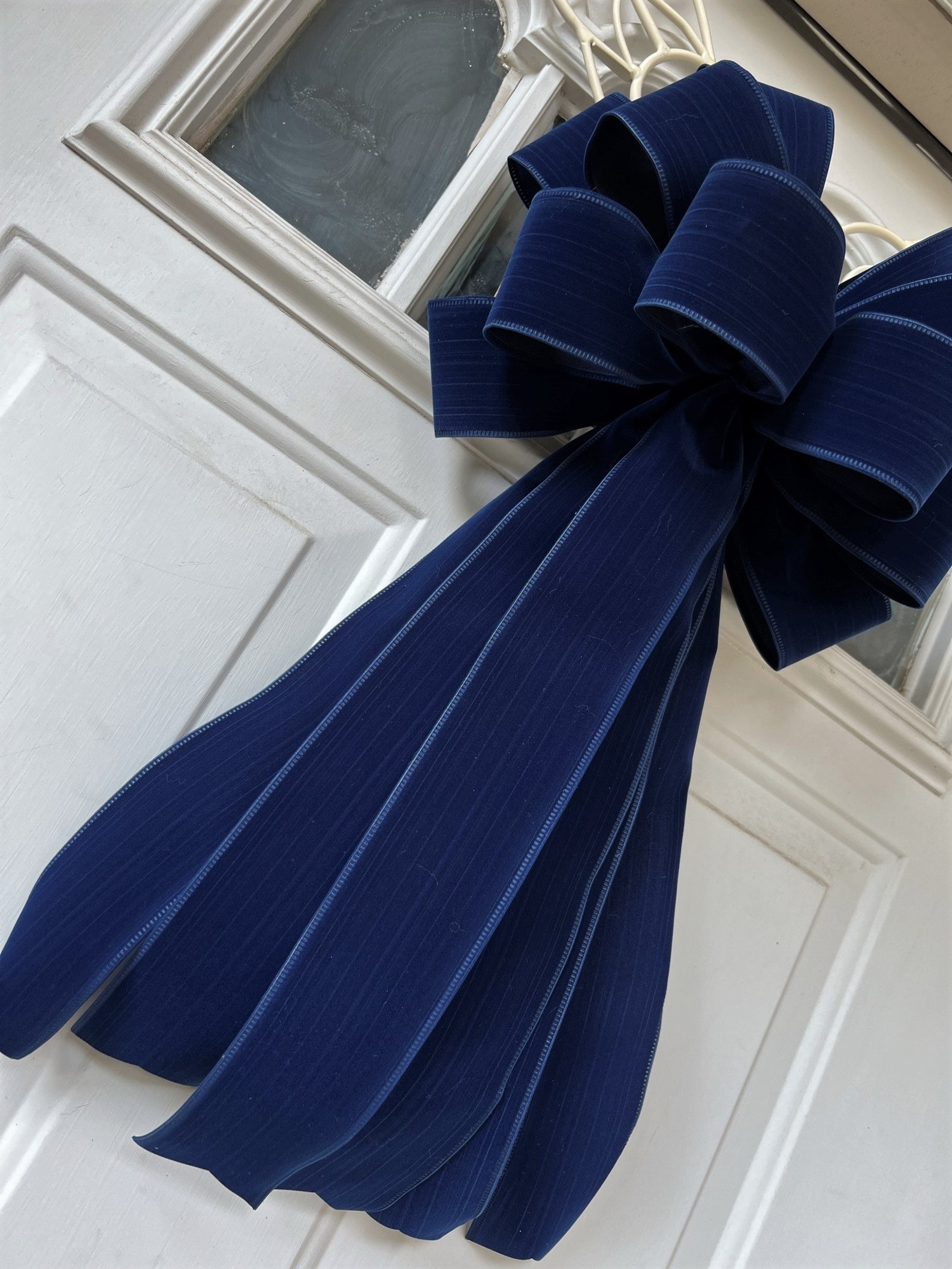 Navy Blue Velvet Christmas Tree Bow for Wreath, Lantern Bow Decoration ...