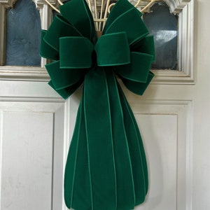 Emerald Green Velvet Christmas Tree Bow for Wreath, Green Velvet ...