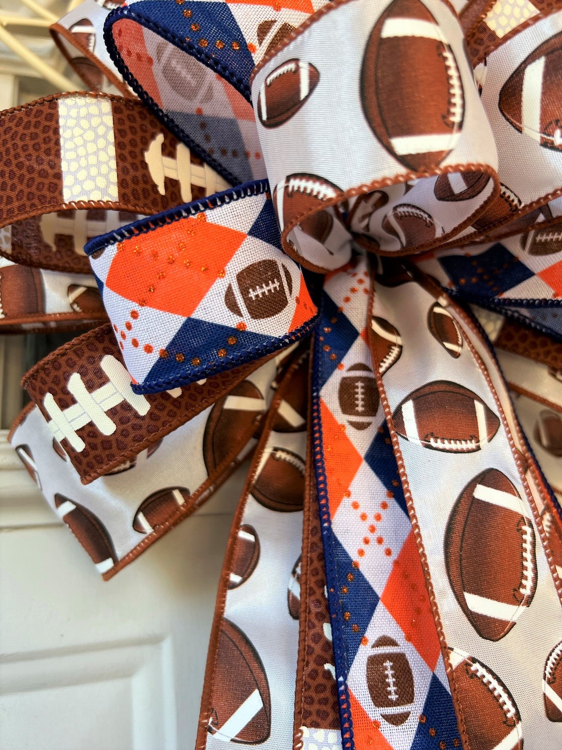 Football Bow, Sports Bow for Wreath, Football Lantern Bow Decoration ...