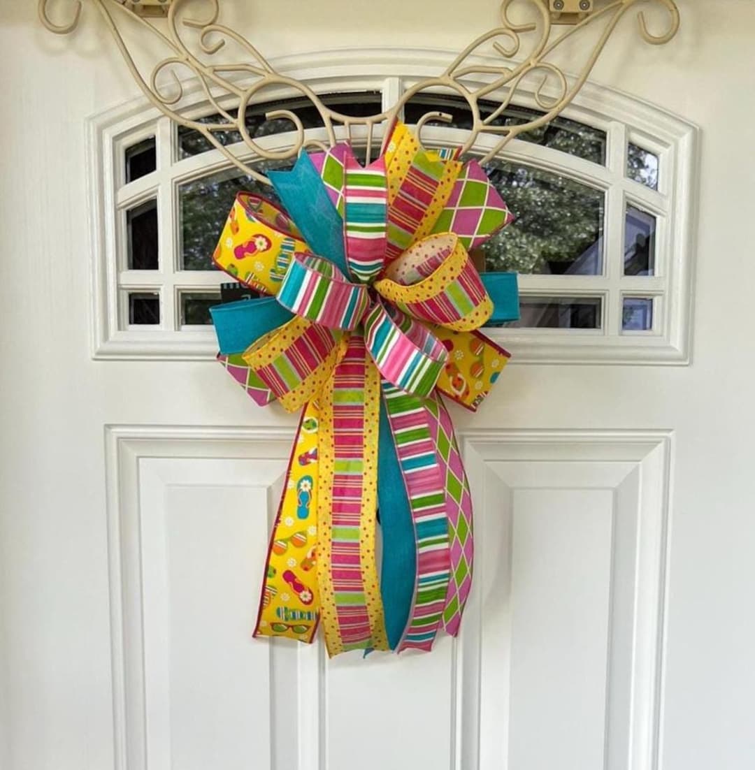 Flip Flop Summer Bow, Summer Beach Bow for Wreath, Summertime Lantern ...