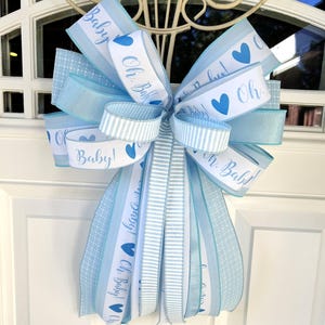 Blue Baby Shower Bow, Oh Baby! Baby Boy Decor, Gender Reveal Decoration ...