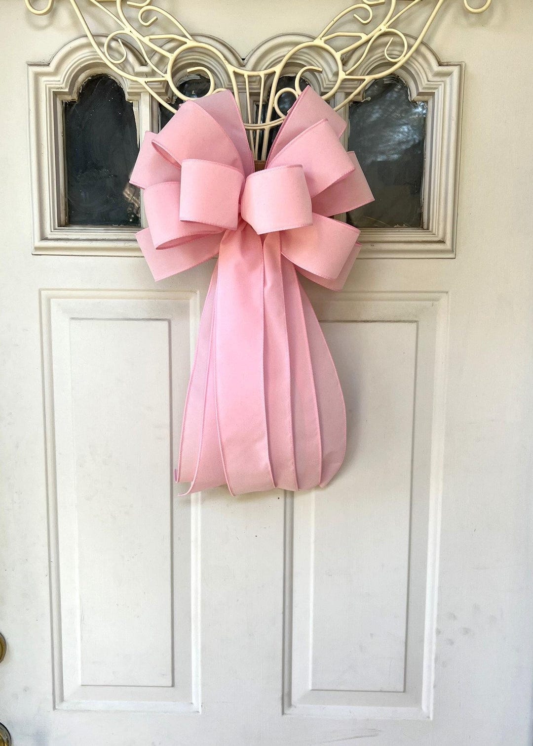 Pale Pink Velvet Valentine Bow for Wreath, Christmas Lantern Bow ...