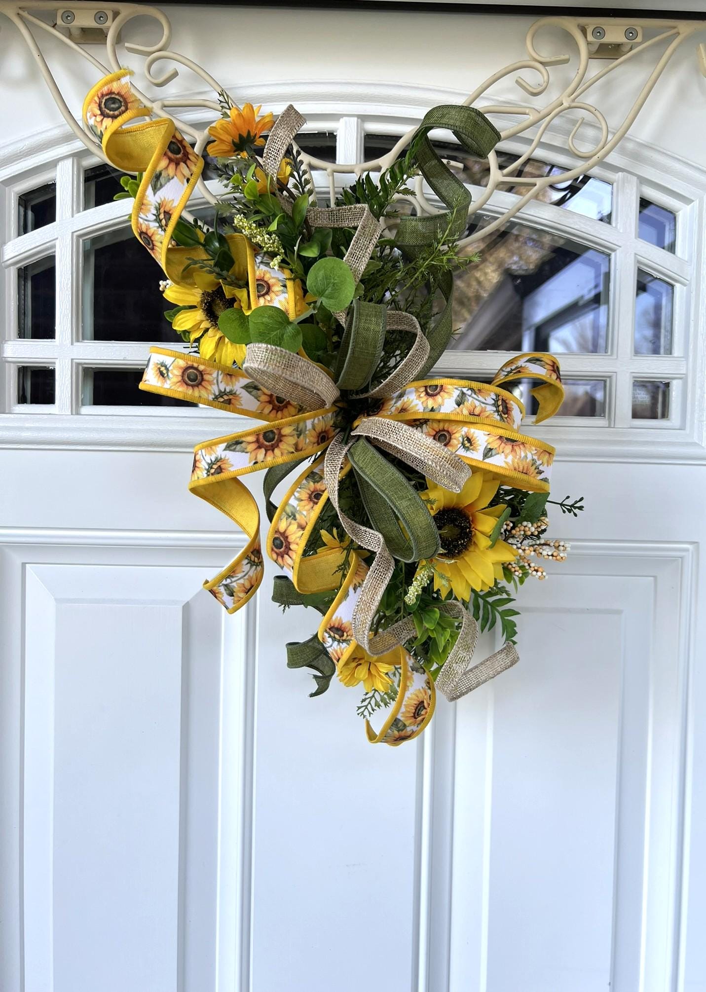 Sunflower Door Swag, Sunflower Wreath Accent, Farmhouse Sunflower Decor ...